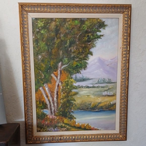 Art | Elegant Landscape Painting With Gold Frame | Poshmark